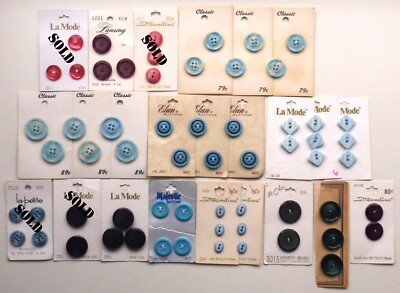 Vintage Jewel Tone Buttons Asst Brands Sizes NOS Red Blue Green Purple ...