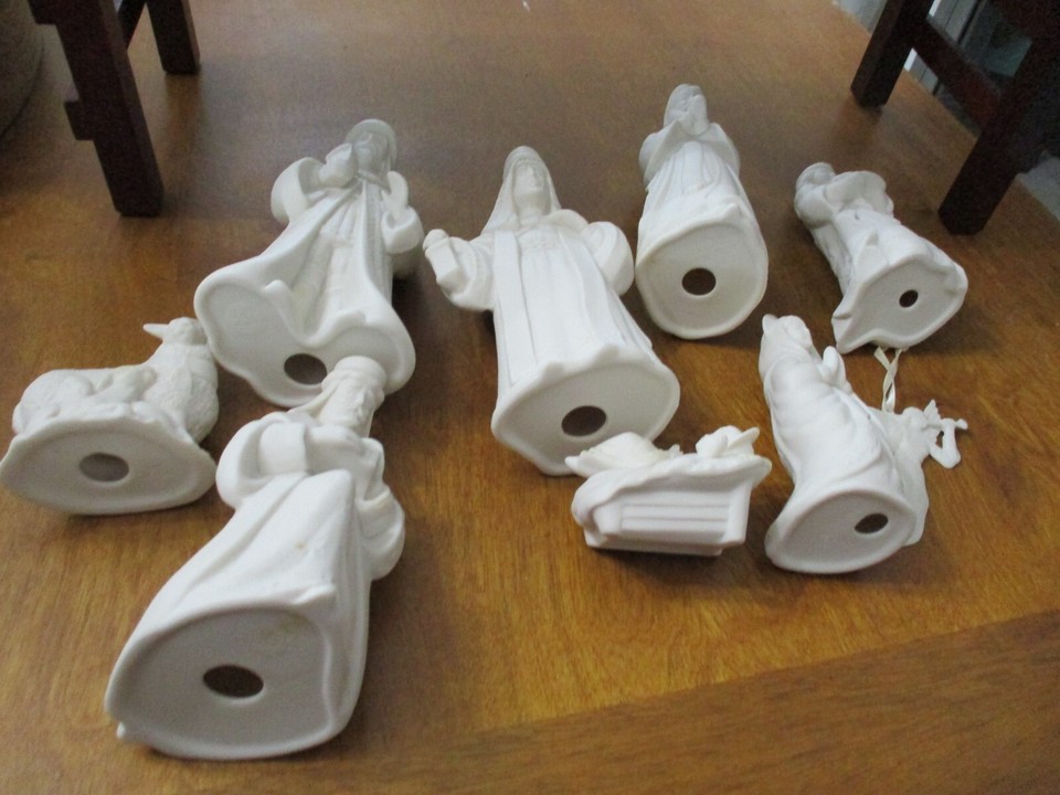 2000 lenox manger christmas nativity wood and white bisque porcelain ...