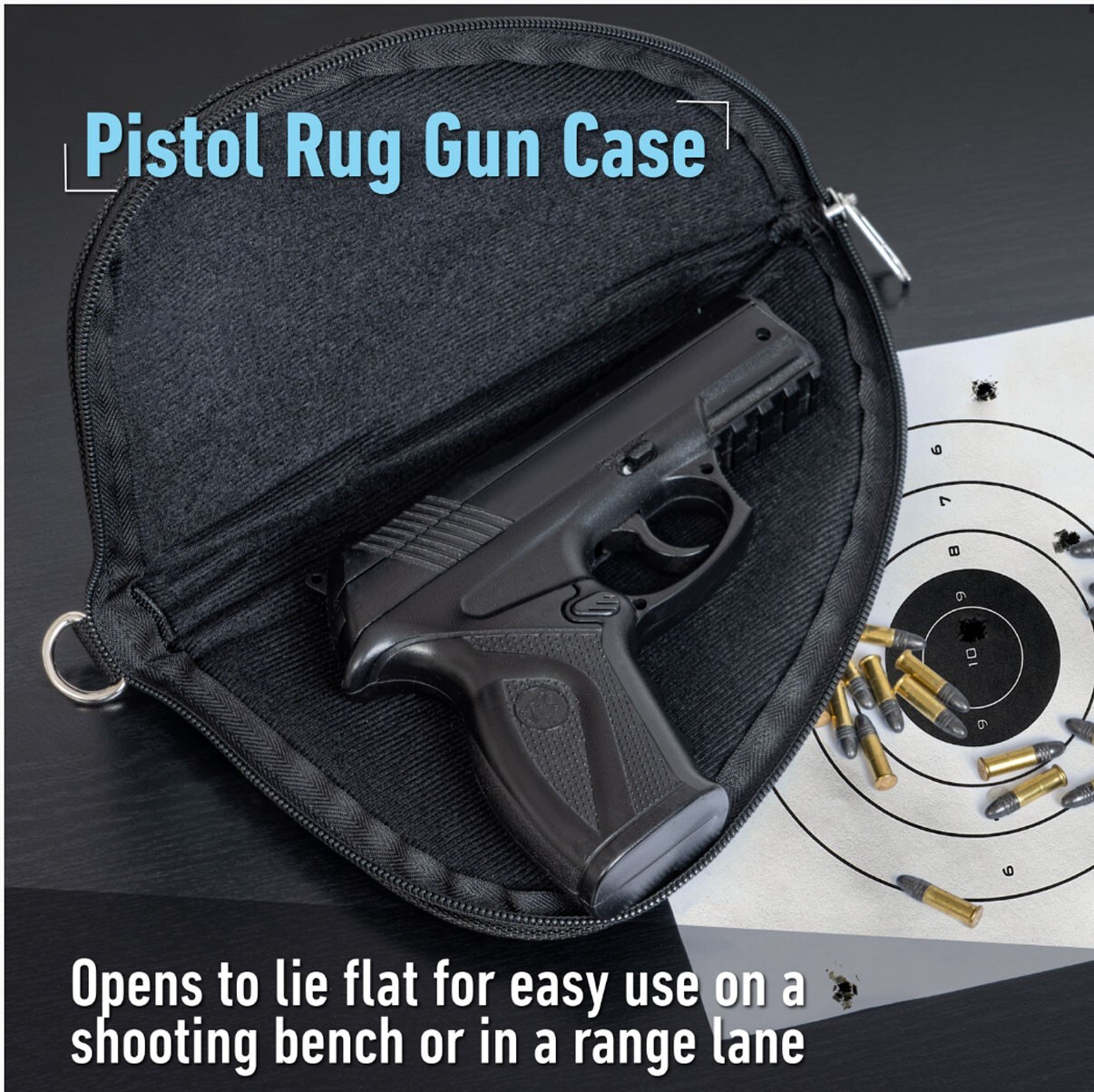 Black Pistol Rug Hand Gun Case Padded Soft Storage w/ Zippered Carry ...