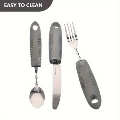 3x Adjustable Stainless Steel Tableware for Seniors Rehabilitation Non ...