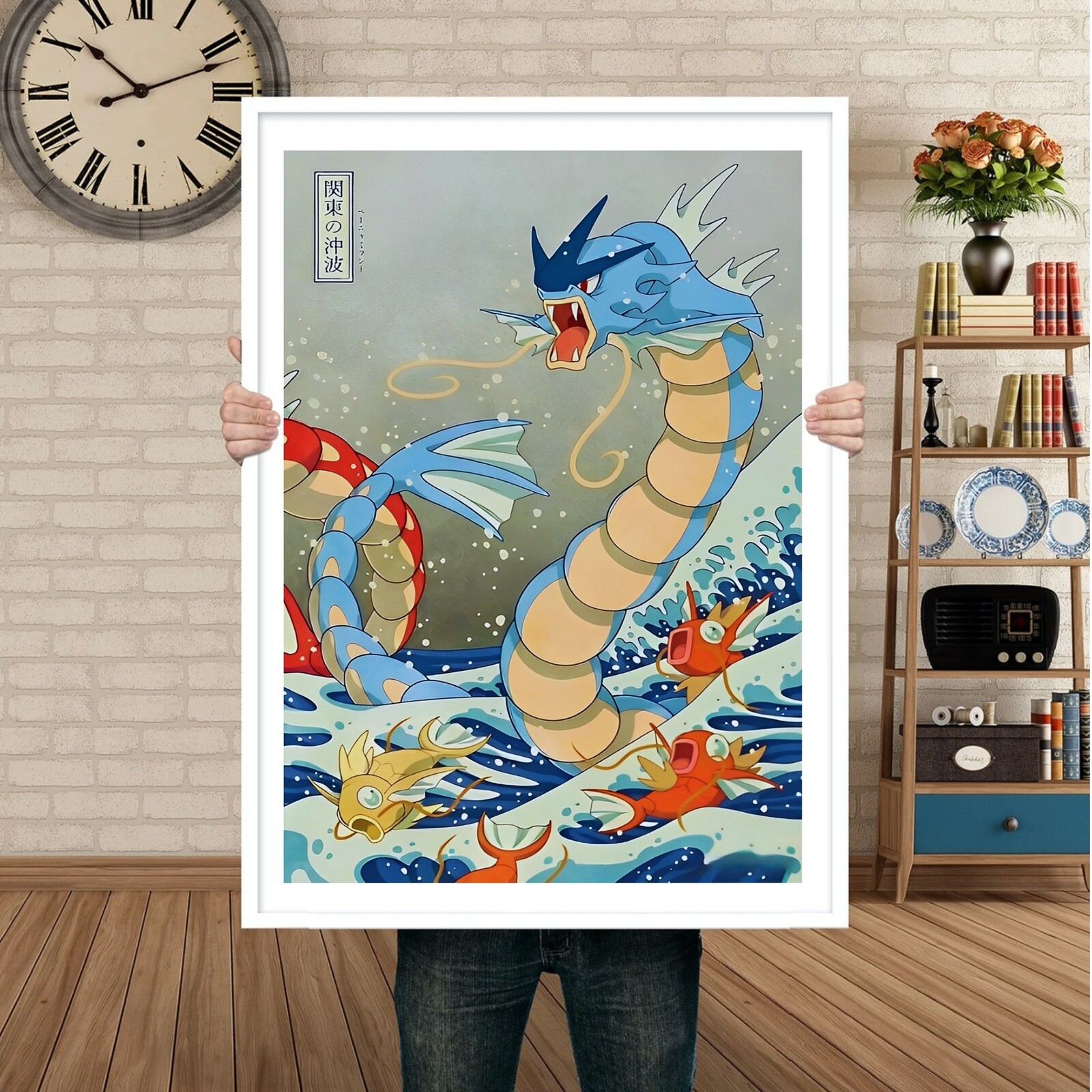 Pokemon Poster Framed 2 SET Wall Art Print, Rare Gyarados The Great ...