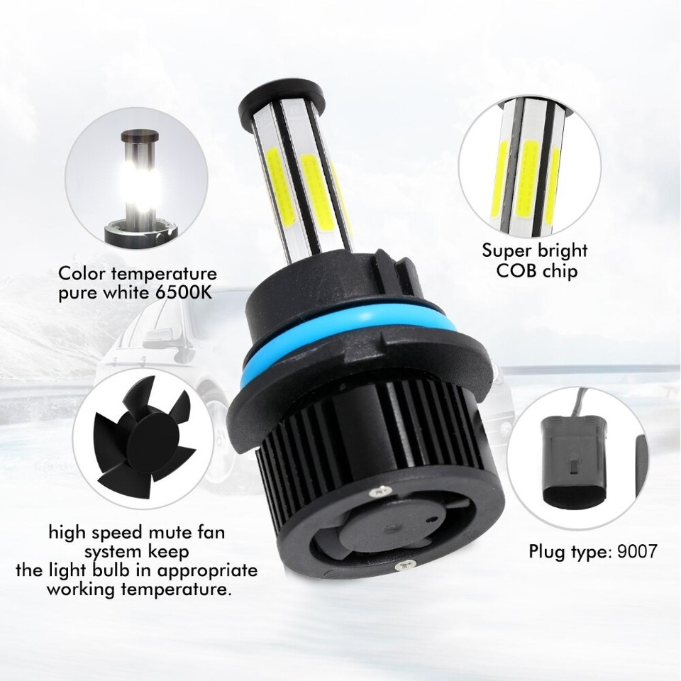6-sides 9007 LED Headlights Bulbs Car Truck Kit High Low Beam 6500K ...