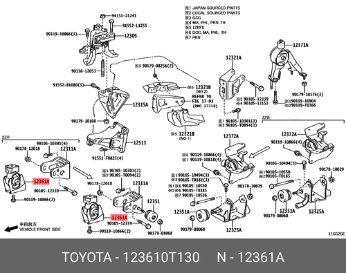 Genuine OE engine mounting, 123610T130 for TOYOTA 12361-0T130 | eBay