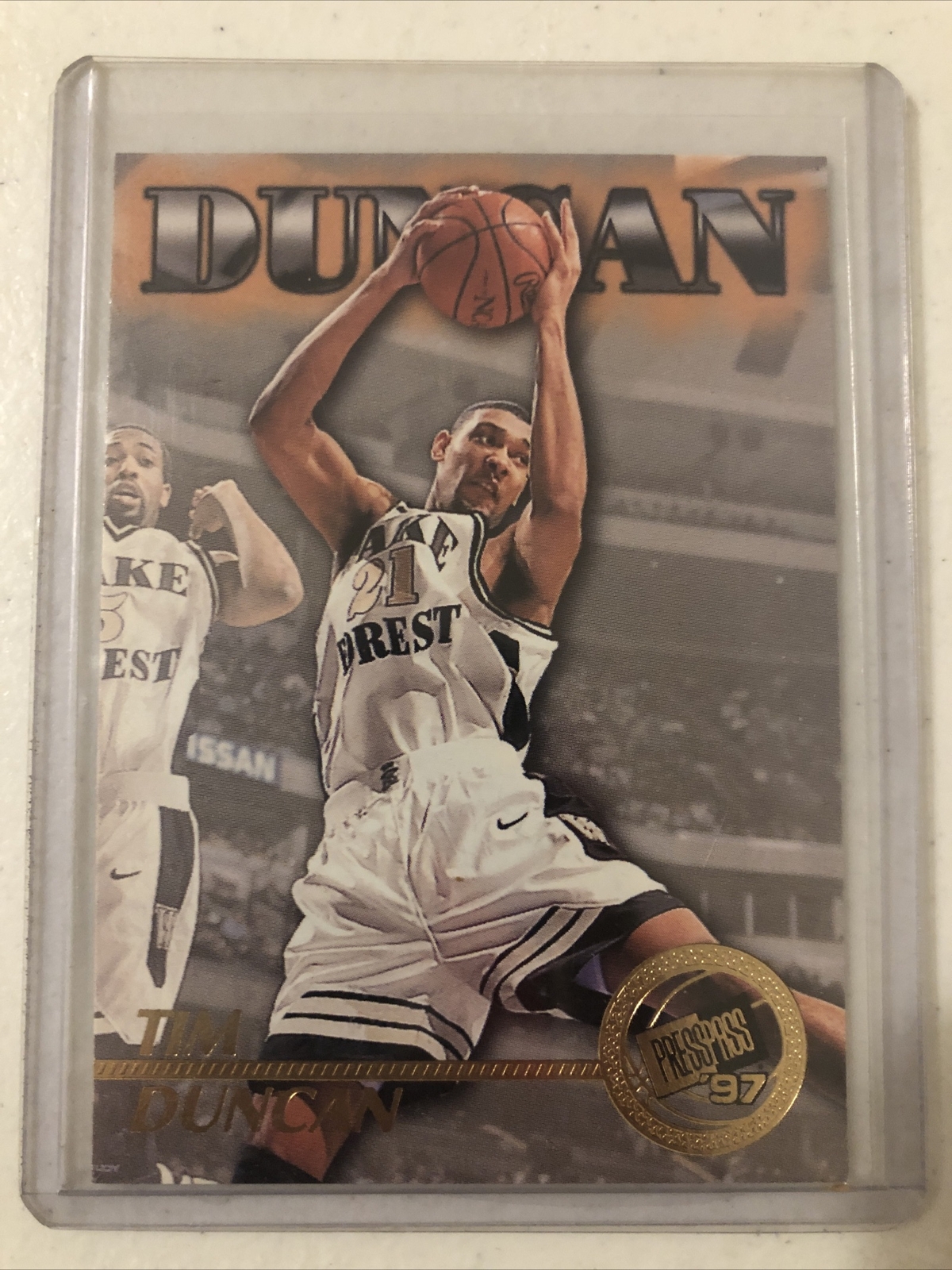 1997 PRESS PASS #45 TIM DUNCAN ROOKIE RC SAN ANTONIO SPURS WAKE FOREST ...