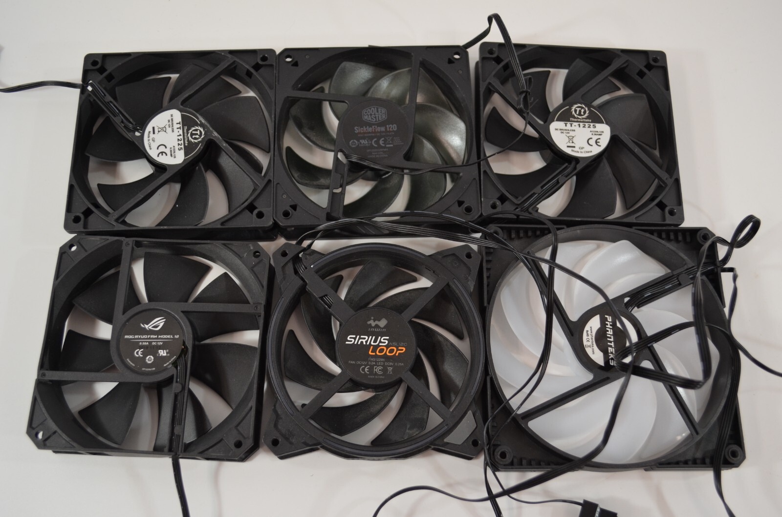 Desktop PC Case Fan Lot of 6 Thermaltake Phanteks ROG CoolerMaster ...