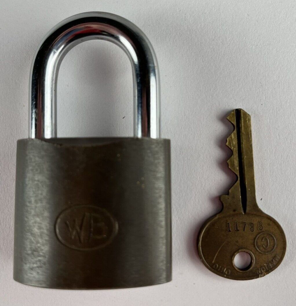 Vintage Wilson Bohannan Brass Pad Lock w/chrome shackle original key | eBay