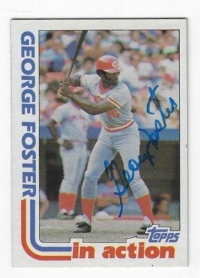 Autographed 1982 Topps GEORGE FOSTER Cincinnati Reds card #701 w/ Show ...