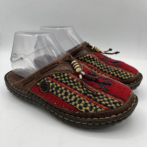BORN 6538 Wool Leather Clogs Women's Size 6 Mule Southwestern Pattern ...