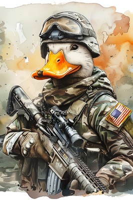 Combat Duck Soldier Art Print - Military Animal 4x6 UR100198 | eBay