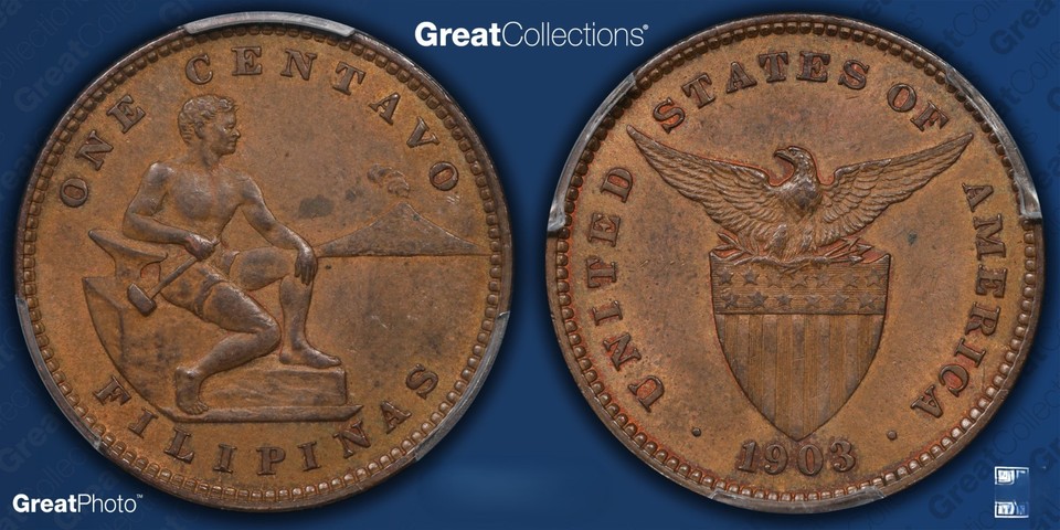 1903 U.S. Philippines One Centavo 1C – PCGS AU55 – Early U.S. Colonial ...