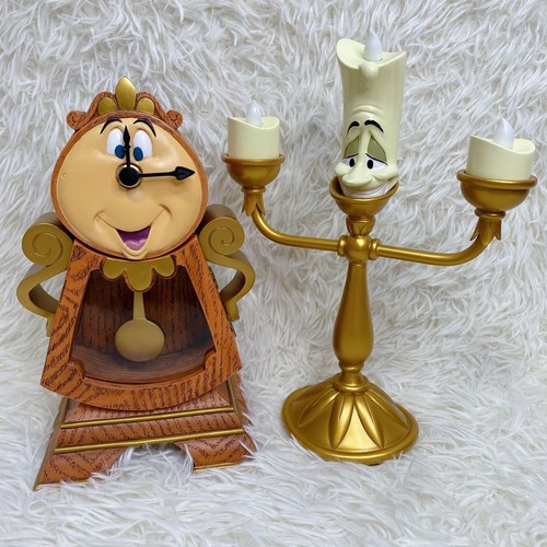[Extremely Rare] Disney Beauty and the Beast Cogsworth Lumiere Figurine ...