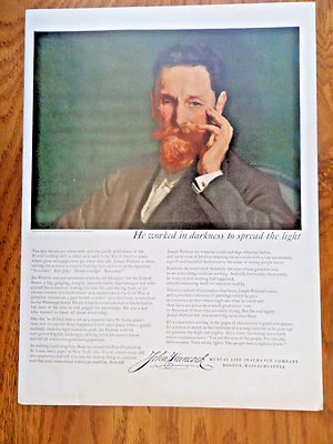 1951 John Hancock Life Insurance Ad Joseph Pulitzer | eBay