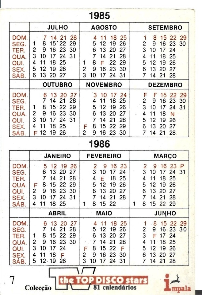 ⭕VTG card pocket calendar 1985 FOREIGNER Portugal group music singer | eBay