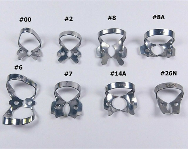 10 Pcs Dental Rubber Dam Clamps Endodontic Molar/Premolar Upper/Low Jaw ...