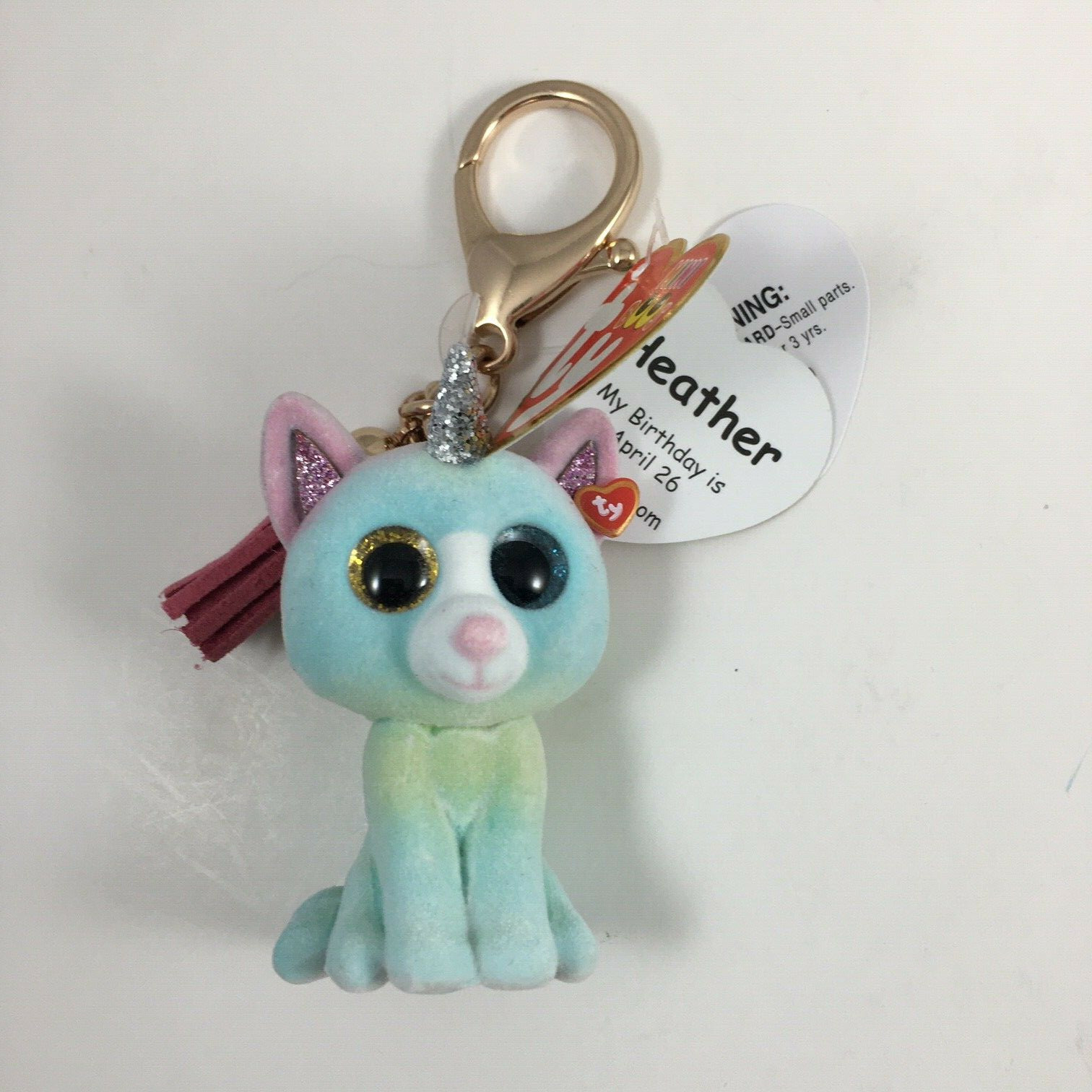 NEW 2020 TY Beanie Boos Mini Boo Collectible Metal Key Clip - HEATHER ...