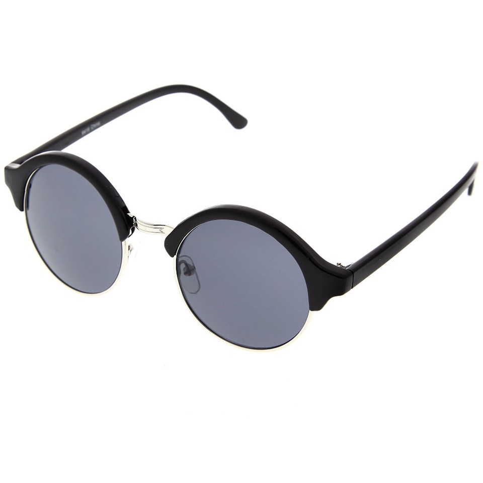 Women's Vintage Inspired Classic Half Frame Semi-Rimless Round Circle ...