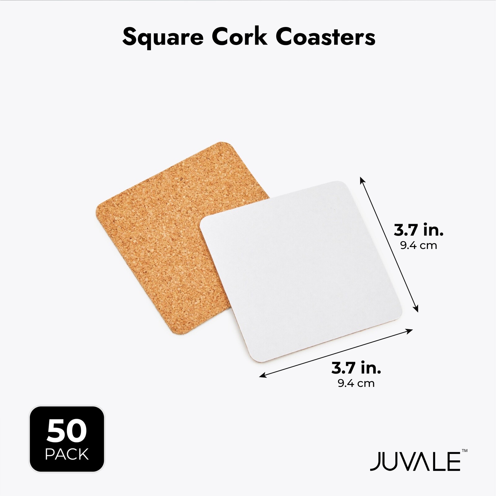 50 Pack Square Self Adhesive Cork Backings Tiles Sheets for Coasters, 3 ...