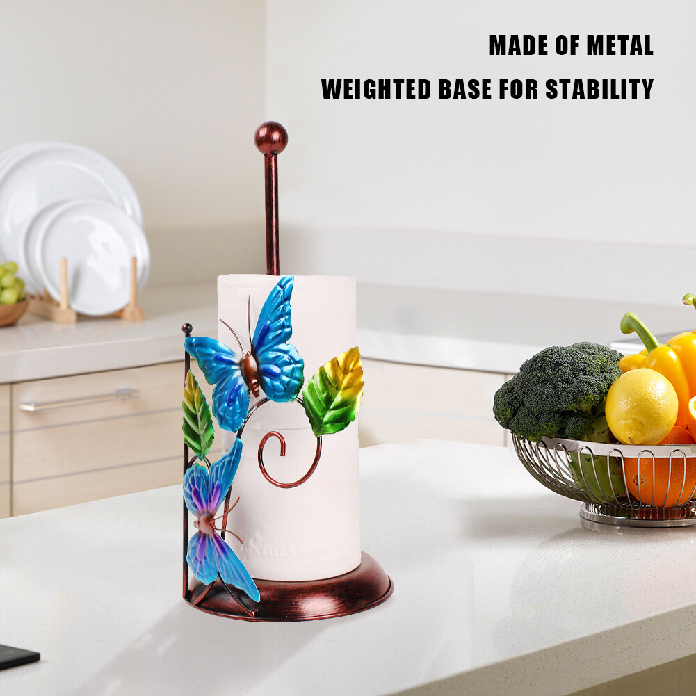 Tissue Paper Holder Stand Iron with Weighted Base Butterfly Pattern ...