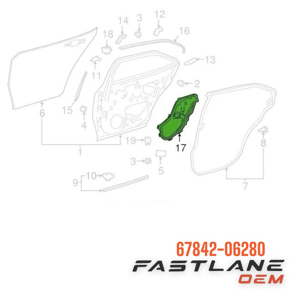 2018-2023 TOYOTA CAMRY RR LEFT DOOR WATER SHIELD COVER PANEL NEW OEM ...