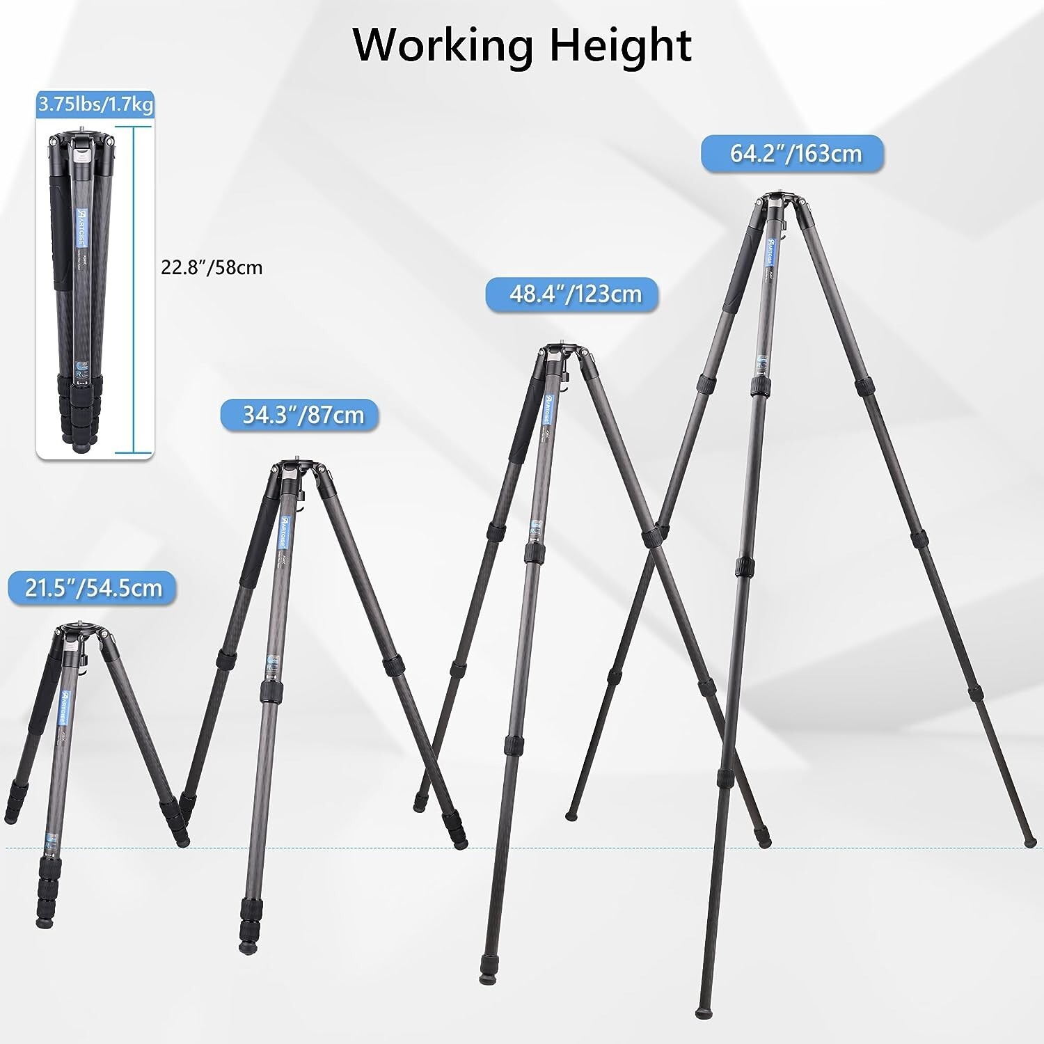 ARTCISE AS80C Carbon Fiber Bowl Tripod Heavy Duty Camera Tripod Load ...