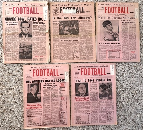 FOOTBALL NEWS FIVE (5) ISSUES 1966-1969 AFL USC MIKE PHIPPS ROMAN ...