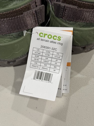 CROCS All Terrain Atlas Clog Army Green Espresso 208391-32C Men’s 7 ...
