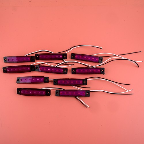 10 pcs PURPLE 12V-24V 6 LED Side Marker Indicators Lights Truck Trailer ...