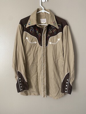 VTG H BAR C RANCHWEAR WESTERN SHIRT SIZE L/XL USA MADE PEARLSNAP ...
