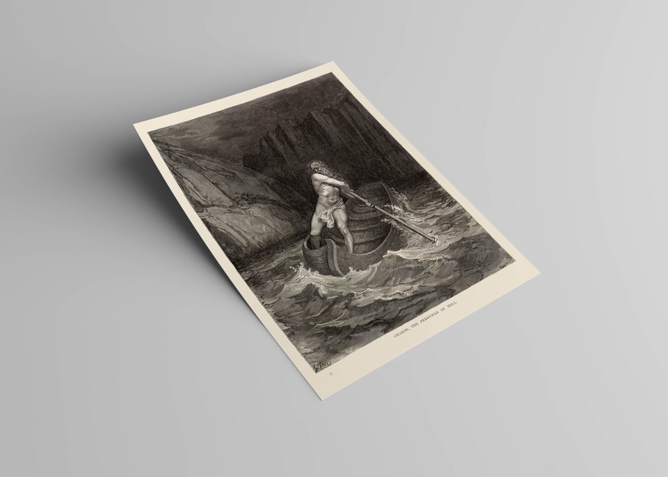 Gustave Dore CHARON, THE FERRYMAN OF HELL 1891 Vintage Illustration ...