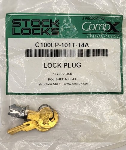 CompX Timberline C101LP Lock Plug In Nickel Finish, Comes With 2 Keys ...