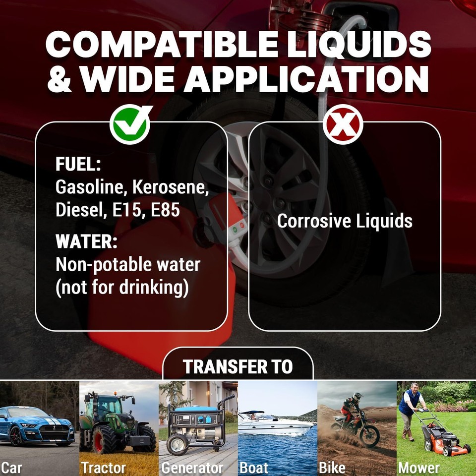 Automatic Fuel Transfer Pump with Auto-Stop 53'' Extra Long Hose ...