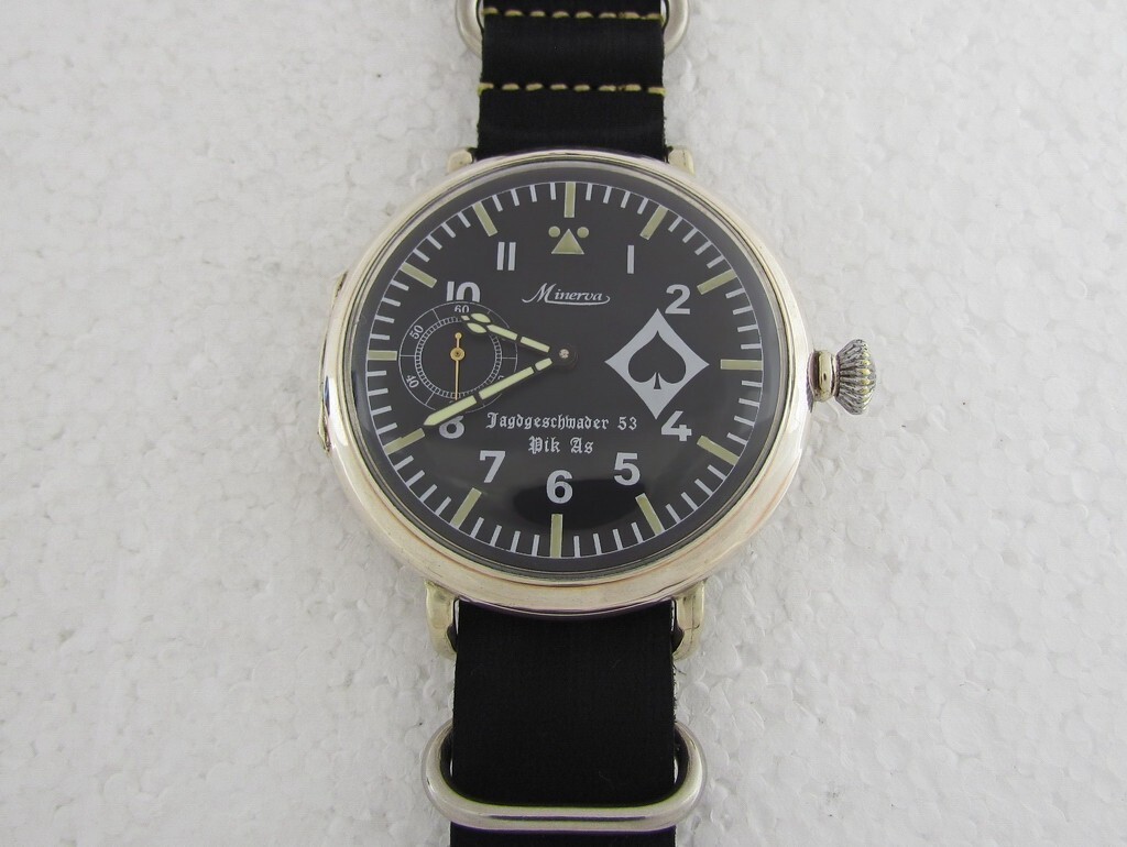 Minerva Laco Aviator Pik As Luftwaffe Pilots WWII Vintage Swiss Silver ...