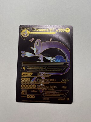 MEGA M Mewtwo X EX Black Foil Fan Art Display Card Hp753 NM/M | eBay