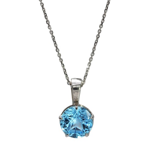 14K White Gold Texas Star Pendant w/ 10x10mm Round Blue Topaz Stone | eBay
