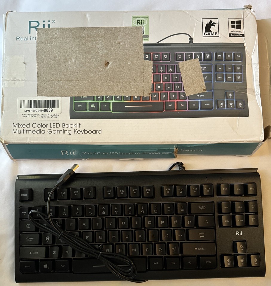 Rii Mixed Color LED Backlit Multimedia Gaming Keyboard RK104 New Open ...