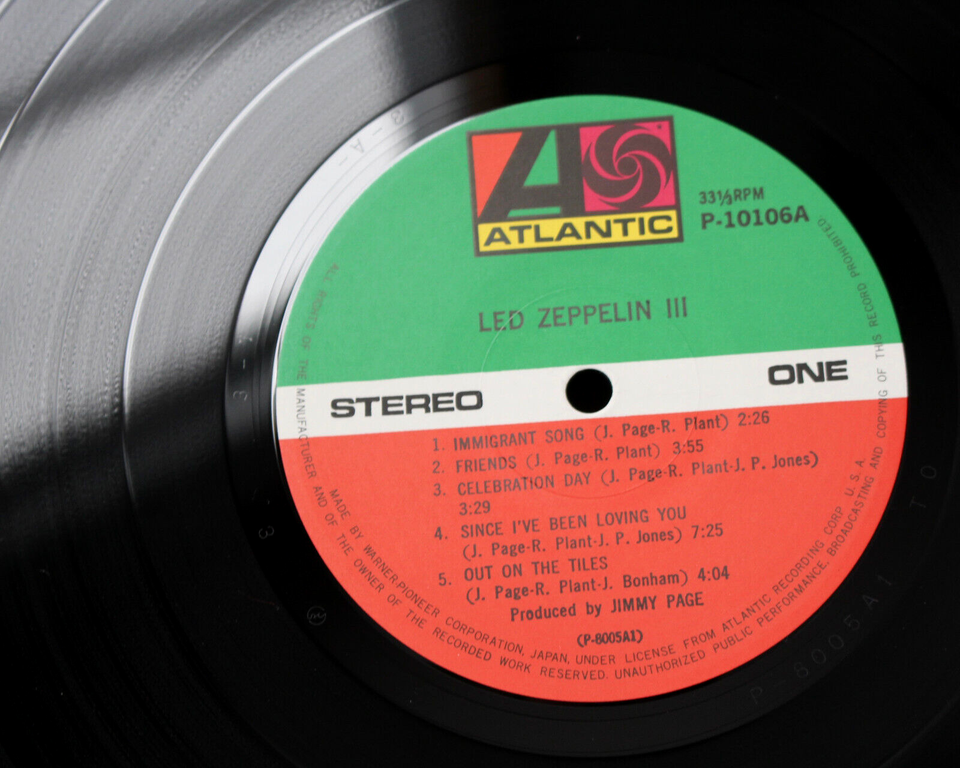 VINTAGE VINYL WHEEL COVER LED ZEPPELIN III THREE LP GATEFOLD + POSTER ...