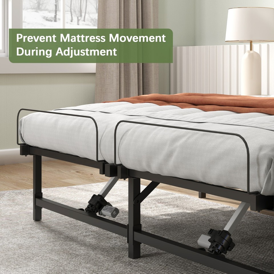 Electric Adjustable Bed Frame Head & Foot Incline Bed Base Wired Remote ...