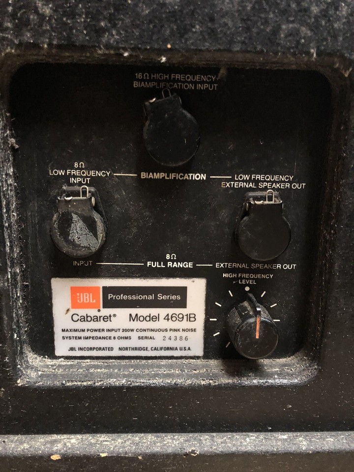 JBL PRO SERIES Caberet Speakers 4691B, 40 Hz-20kHz, 400Watts 8Ohm, 109 ...