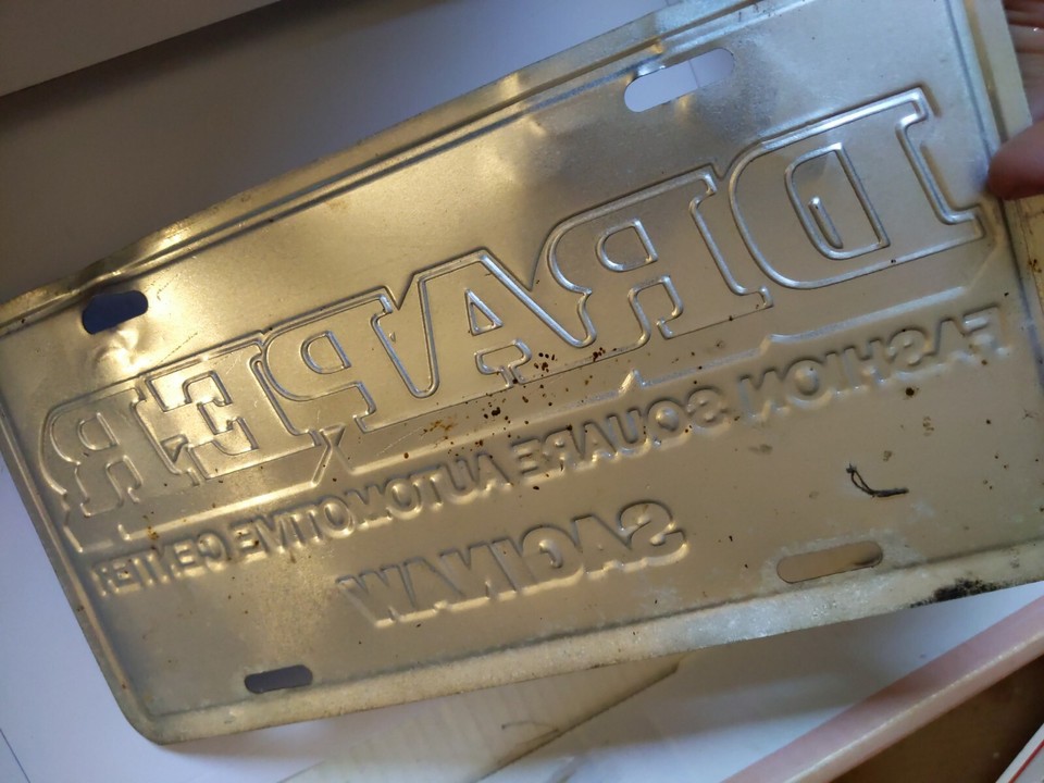 Draper fashion square Saginaw Mi Dealership License Plate Vintage | eBay