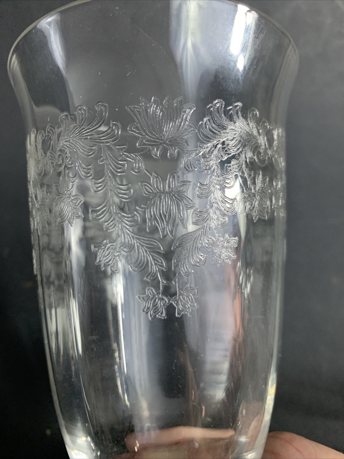 VINTAGE ICED TEA ANTIQUE GLASS BRYCE CRYSTAL CLEAR STEM 854 FERN LEAF ...