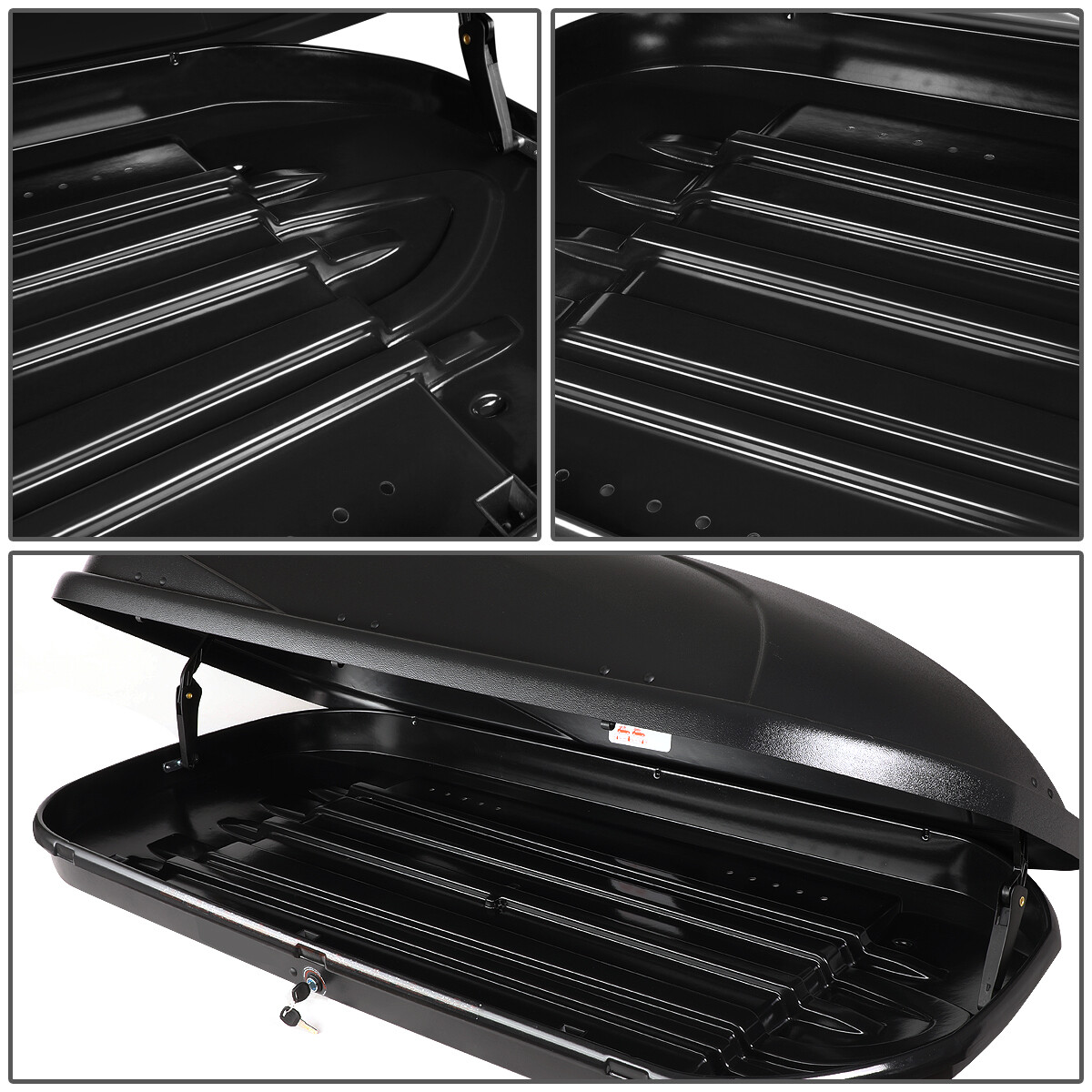 UNIVERSAL 135CM ADJUSTABLE ROOF RAIL ALUMINUM CROSS BAR+CARGO BOX BLACK ...