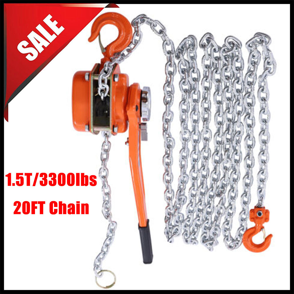 3300lb Manual Lever Block Chain Hoist Ratchet Type Come Along Puller ...