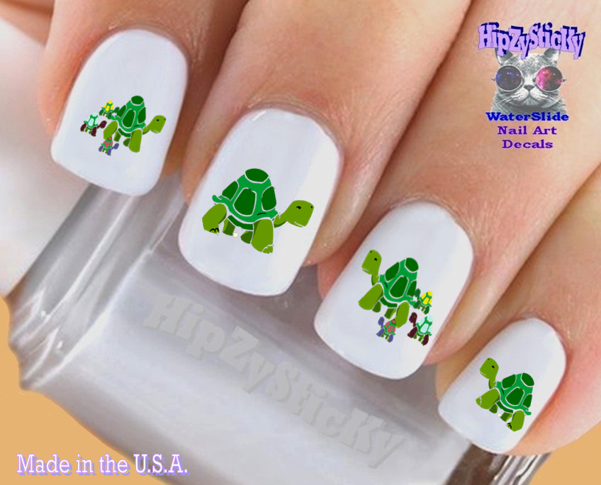 Nail Art 2131 ANIMAL Green Turtles #1 Waterslide Nail Decals Transfers ...