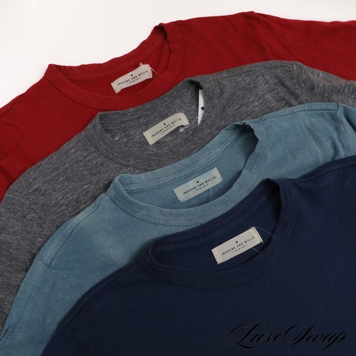 ESSENTIAL LOT X4 Imogene & Willie Solid Blue Grey Spice Crewneck Tee Shirt M NR | eBay
