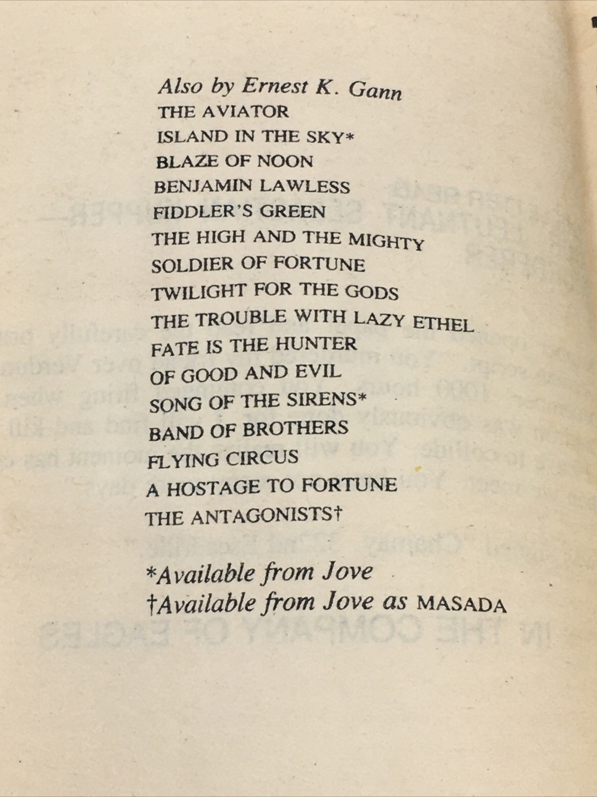 In The Company of Eagles by Ernest K. Gann (Vintage Paperback, 1981) A ...