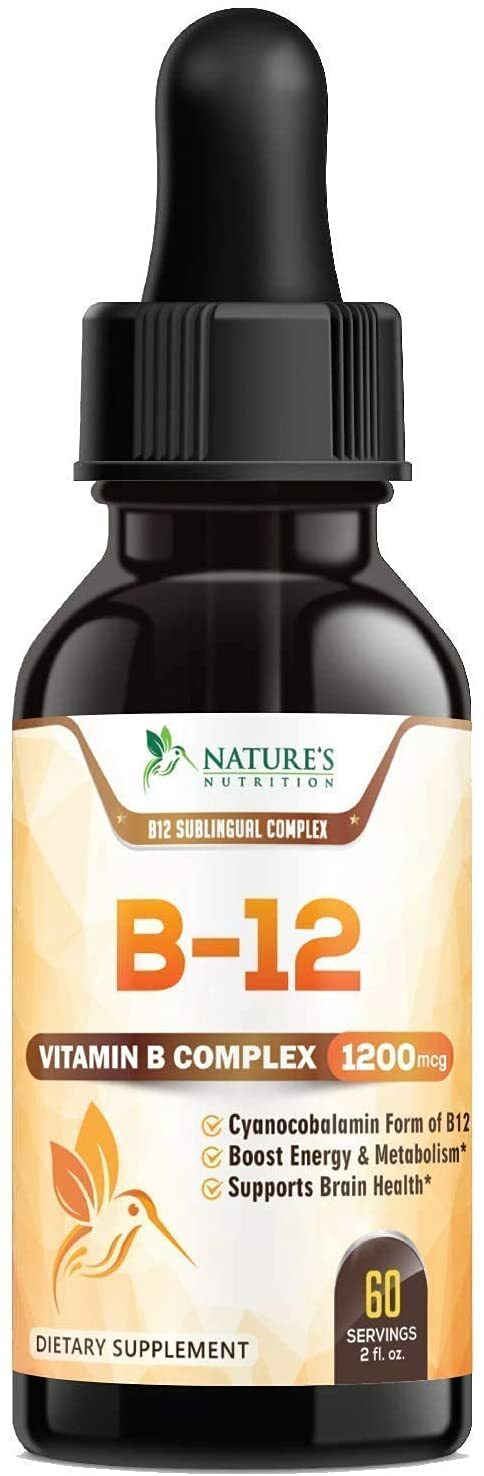 Vitamin B12 Sublingual Liquid Drops 1200mcg Natural Energy Booster (2 ...