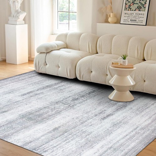 6X9 FT Area Rug Gray Washable Modern Non-Slip Area Rug for Living Room ...