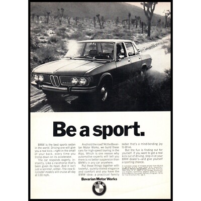 1970 BMW 2800 Sports Sedan Vintage Print Ad Desert Dirt Road Cactus ...
