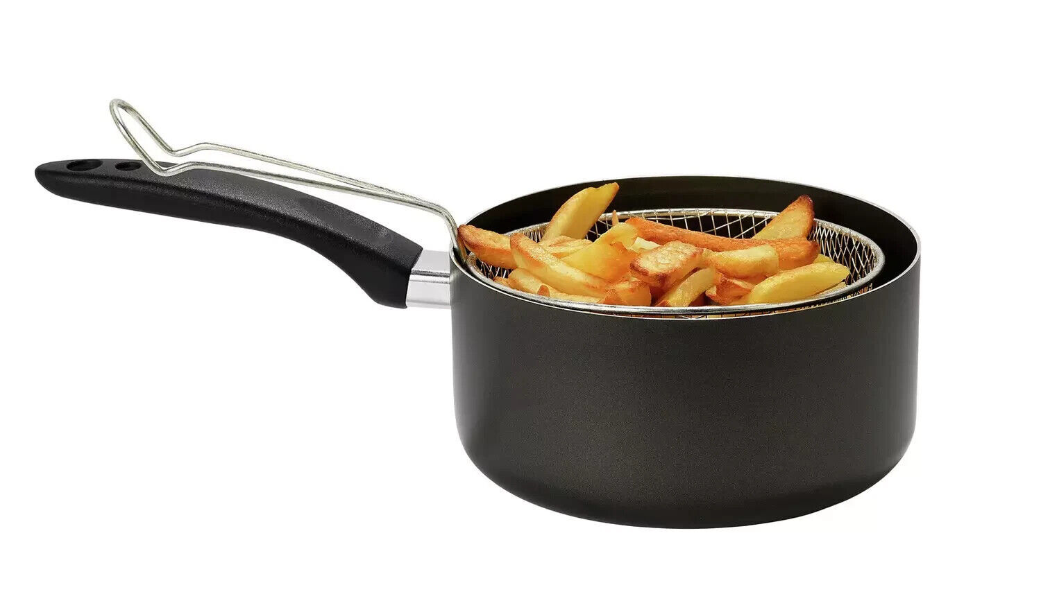 CHIP PAN Fryer + Basket Non Stick with Basket Aluminium 20cm & 22cm ...