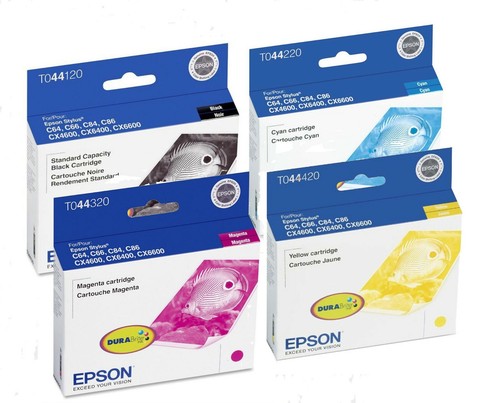 Genuine Epson 44 Ink Cartridge 4-Pack for Stylus C64 C66 CX4600 CX6400 ...